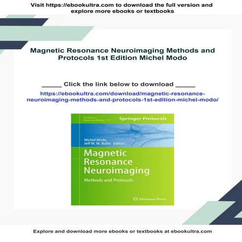 Magnetic Resonance Neuroimaging Methods and Protocols 1st Edition Michel Modo | PDF