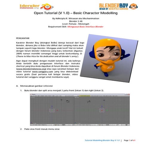 Tutorial 3D Character Modelling Blender Boy with Blender 2.49