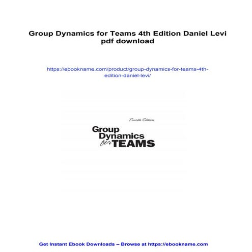 Group Dynamics for Teams 4th Edition Daniel Levi | PDF