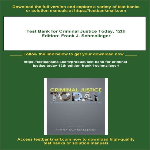 Test Bank for Criminal Justice Today, 12th Edition: Frank J ...