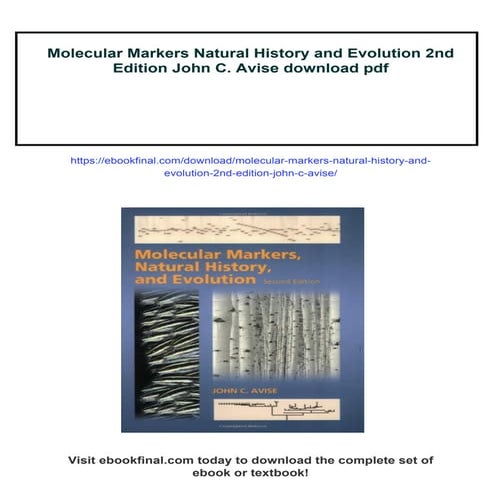 Molecular Markers Natural History and Evolution 2nd Edition John C ...