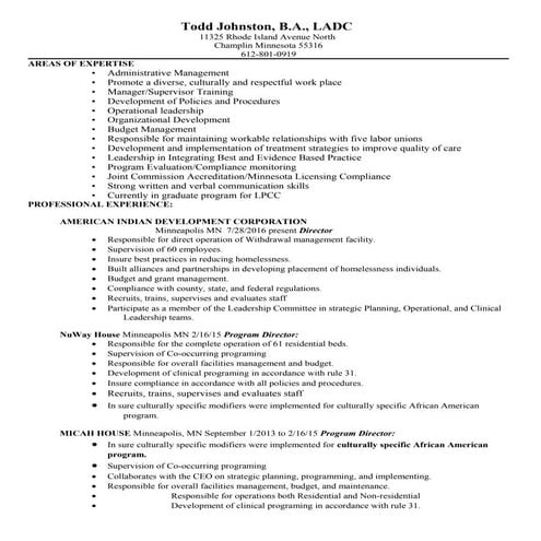 Todd Johnston resume 2016 new | DOC