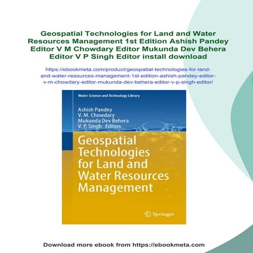 Geospatial Technologies for Land and Water Resources Management 1st ...