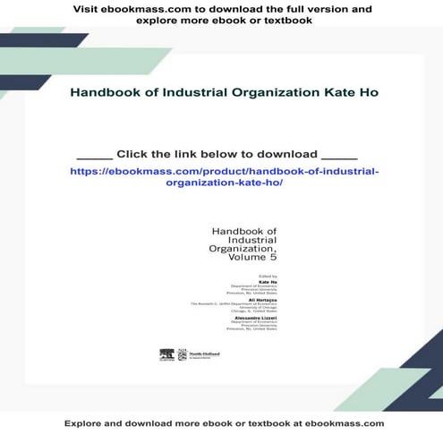Handbook of Industrial Organization Kate Ho | PDF