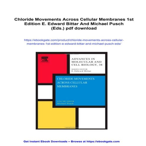 Chloride Movements Across Cellular Membranes 1st Edition E. Edward ...