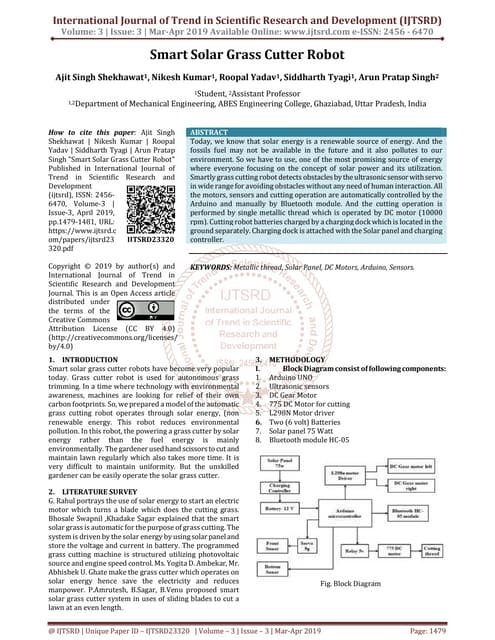 IOT based solar powered Grass cutting machine with Bluetooth remote ...