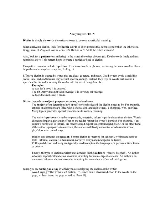 Diction and styles power point presentation | PPTX