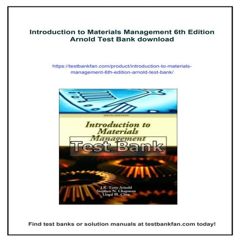 Introduction to Materials Management 6th Edition Arnold Test Bank | PDF