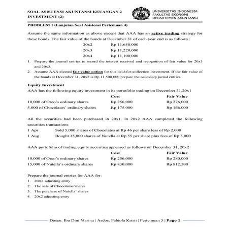 Exercises Financial Accounting - Investment | PDF