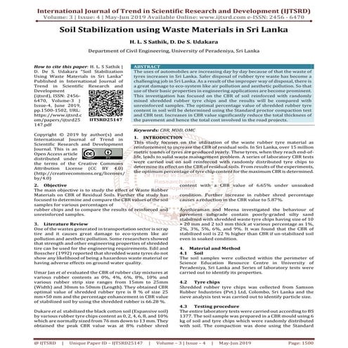 Soil Stabilization Using Waste Materials in Sri Lanka | PDF