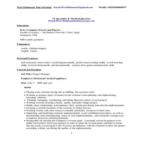 Wael PM CV | DOCX