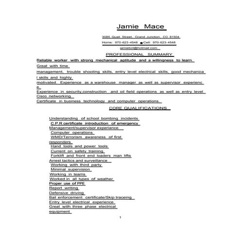 mace jamie resume one rewrite n (1) | PDF