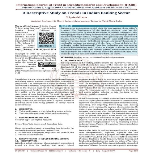 A Descriptive Study on Trends in Indian Banking Sector | PDF