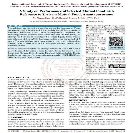 Project work on mutual funds | PDF