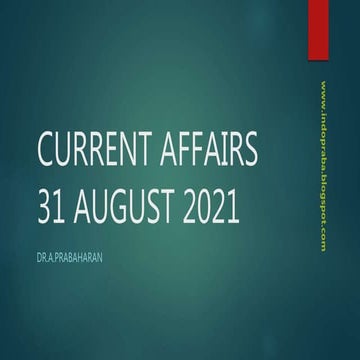 31 august 2021 current affairs | PPTX
