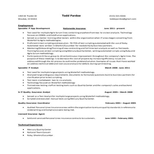 Todd Pardoe Resume | DOCX | Business | Business and Finance