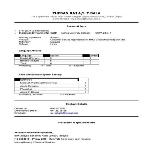 RESUME THEBAN RAJ | DOC