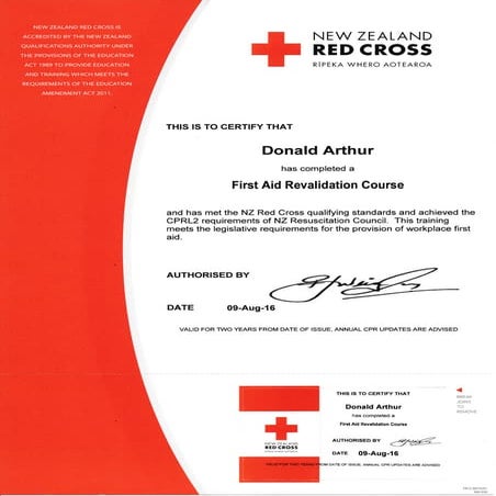 First Aid Certificate 9 8 16 | PDF