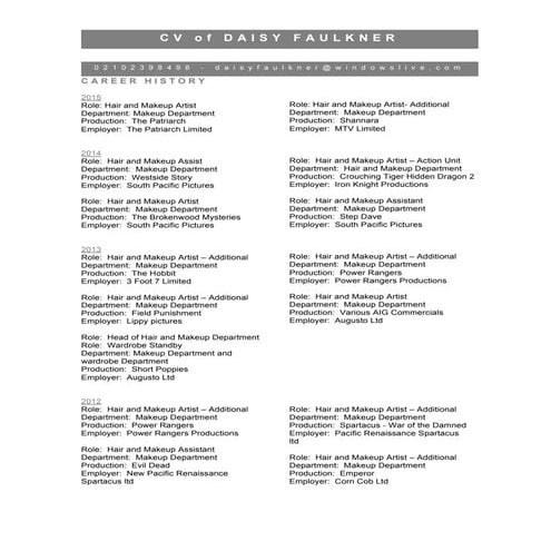 CV of Daisy Faulkner | PDF