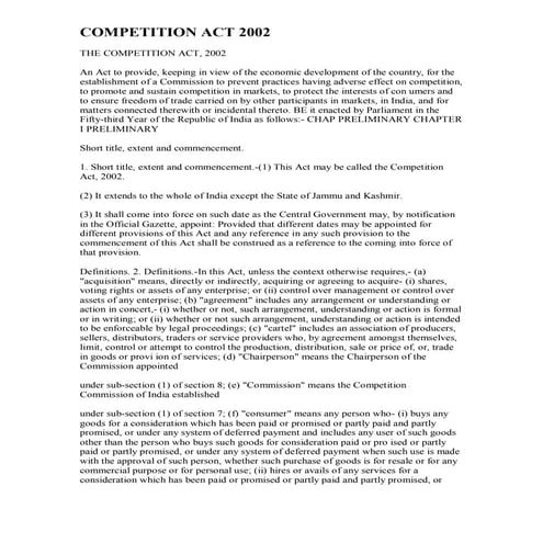 competition act_2002 | PDF