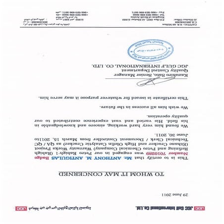 CERTIFICATE-DOCUMENT CONTROLLER | PDF
