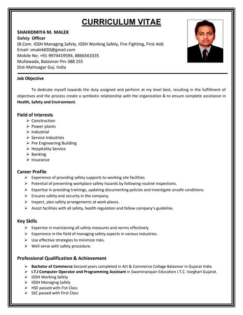 fire watch CV for mechanical construction work | PDF