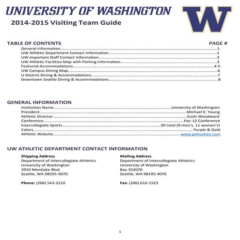Visiting Team Guide 2014-15 | PDF | College Sports | Sports