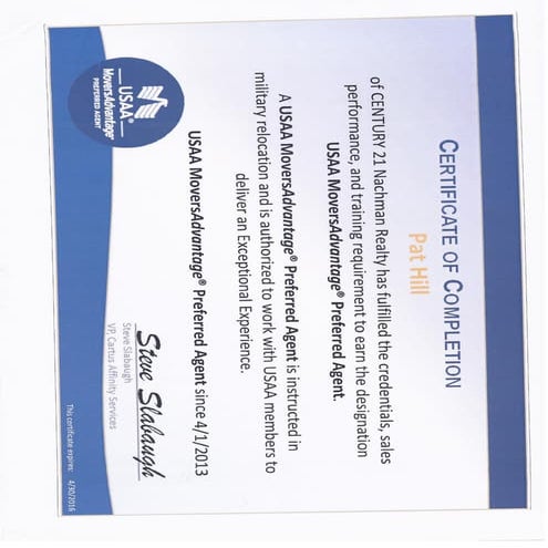 Certificate of completion USAA | PDF