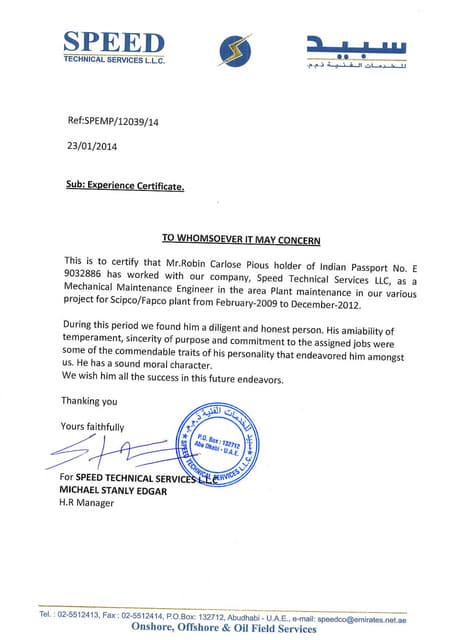 Reliance Exp Certificate | PDF