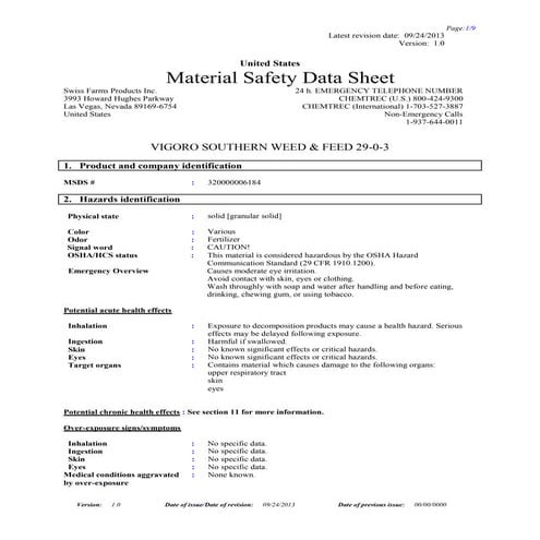 Material Safety Data Sheet | PDF