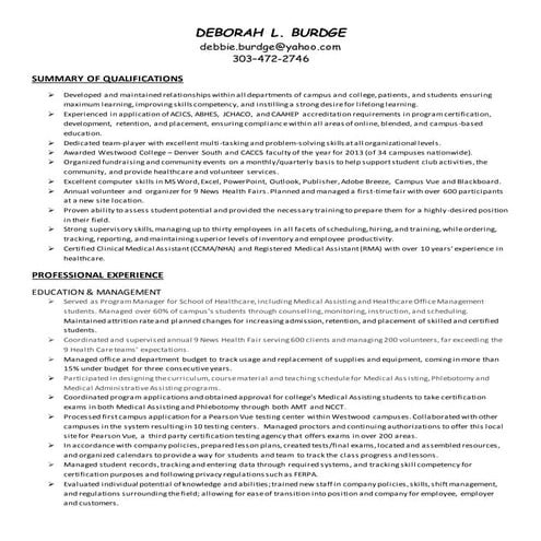 Debbie Burdge Updated resume Program | DOCX