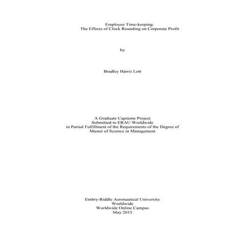 Employee Time-keeping - The Effects of Clock Rounding on Corporate ...