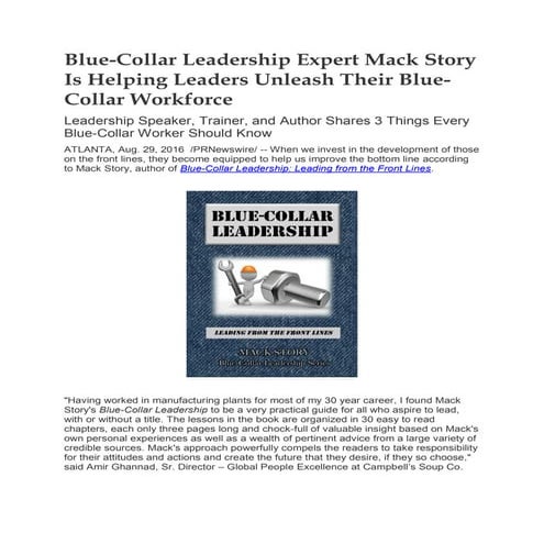 Blue-Collar Leadership Press Release | PDF