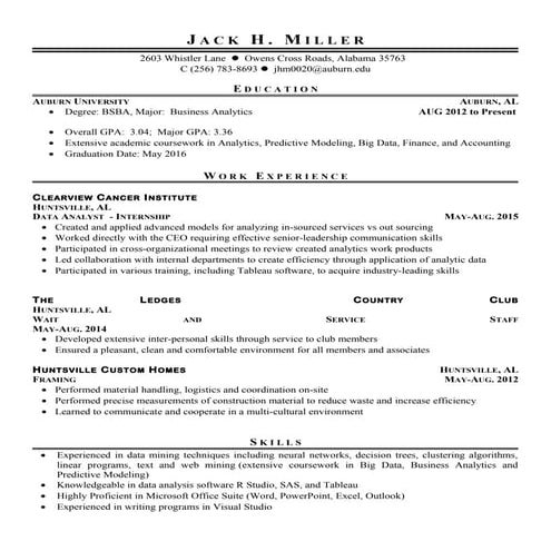 Jack resume 2016 | PDF