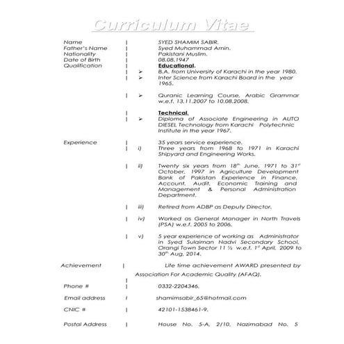 Shamim CV | DOC | Professional School | Postgraduate Education