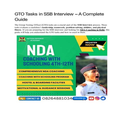 GTO Tasks in SSB Interview – A Complete Guide | PDF