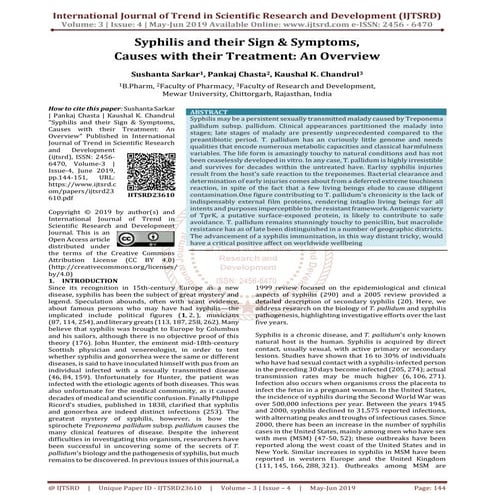 Syphilis and their Sign and Symptoms, Causes with their Treatment An ...