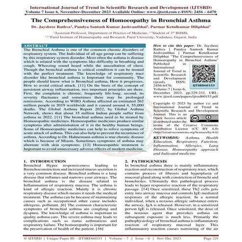 The Comprehensiveness of Homoeopathy in Bronchial Asthma | PDF