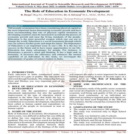 The Role of Education in Economic Development | PDF | Business ...