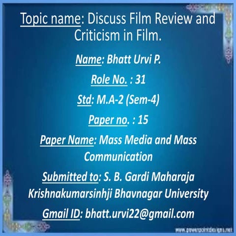 Film review and film criticism | PPTX