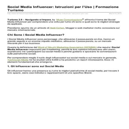 Social Media Influencer: Istruzioni per l’Uso | PDF
