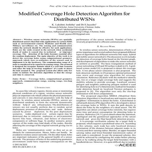 Modified Coverage Hole Detection Algorithm For Distributed Wsns Pdf 9277
