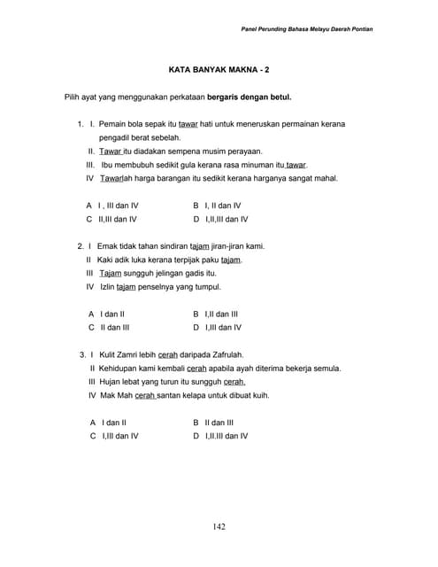 Latihan kata banyak makna | PDF