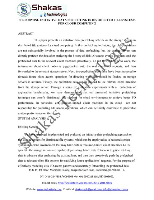 Performing Initiative Data Perfecting In Distributed File Systems For