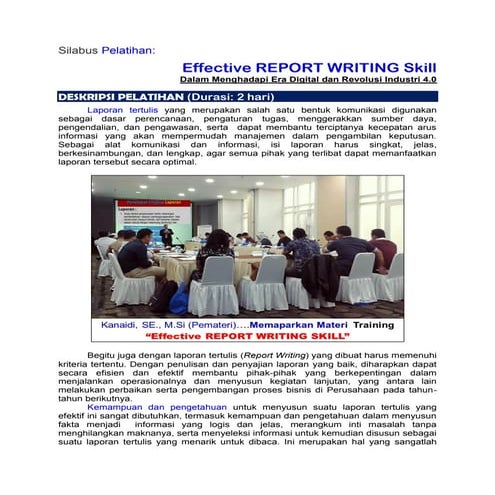 Silabus Training "Effective REPORT WRITING SKILL_di Era Digital dan ...