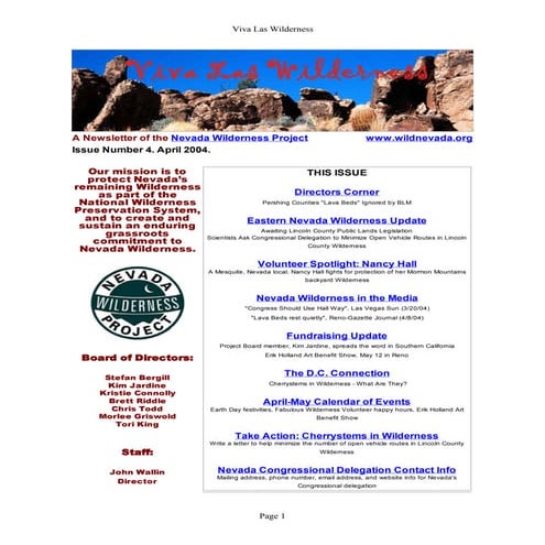 Spring 2004 Nevada Wilderness Project Newsletter | PDF