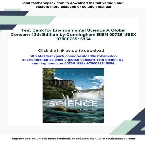 Test Bank for Environmental Science A Global Concern 13th Edition by ...