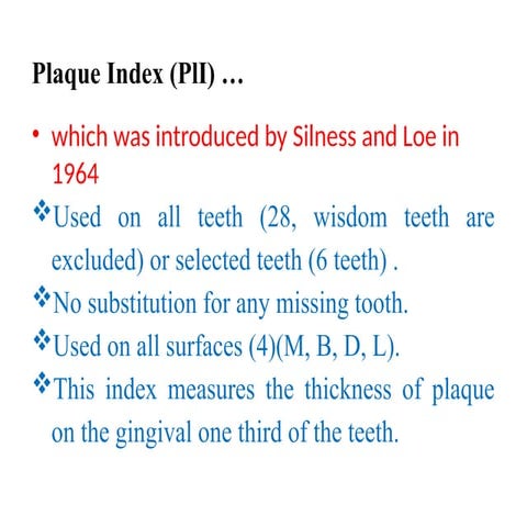 Plaque Indices commonly used in dentistry | PDF