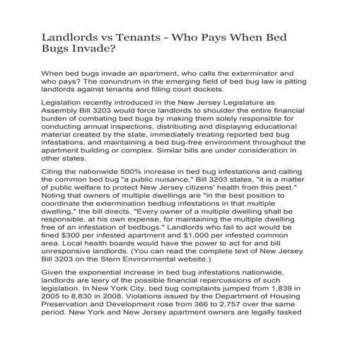 10 Bed Bugs: Legal Issues | PPT