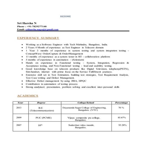 Sri Harsha_Resume | DOCX | Computer Software and Applications | Computing